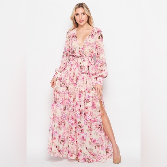 Bella Posh Shop | Dresses | 61 Womens Lux Woven Floral Print Maxi Dress ...